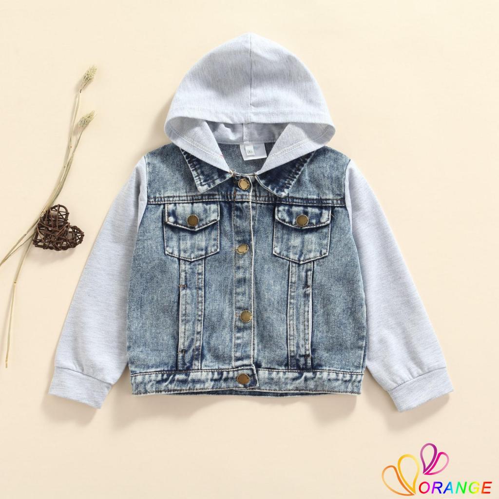 ORD7-Toddler Baby Boys Girls Denim Jacket Button Down Hoodie Fall Jean ...