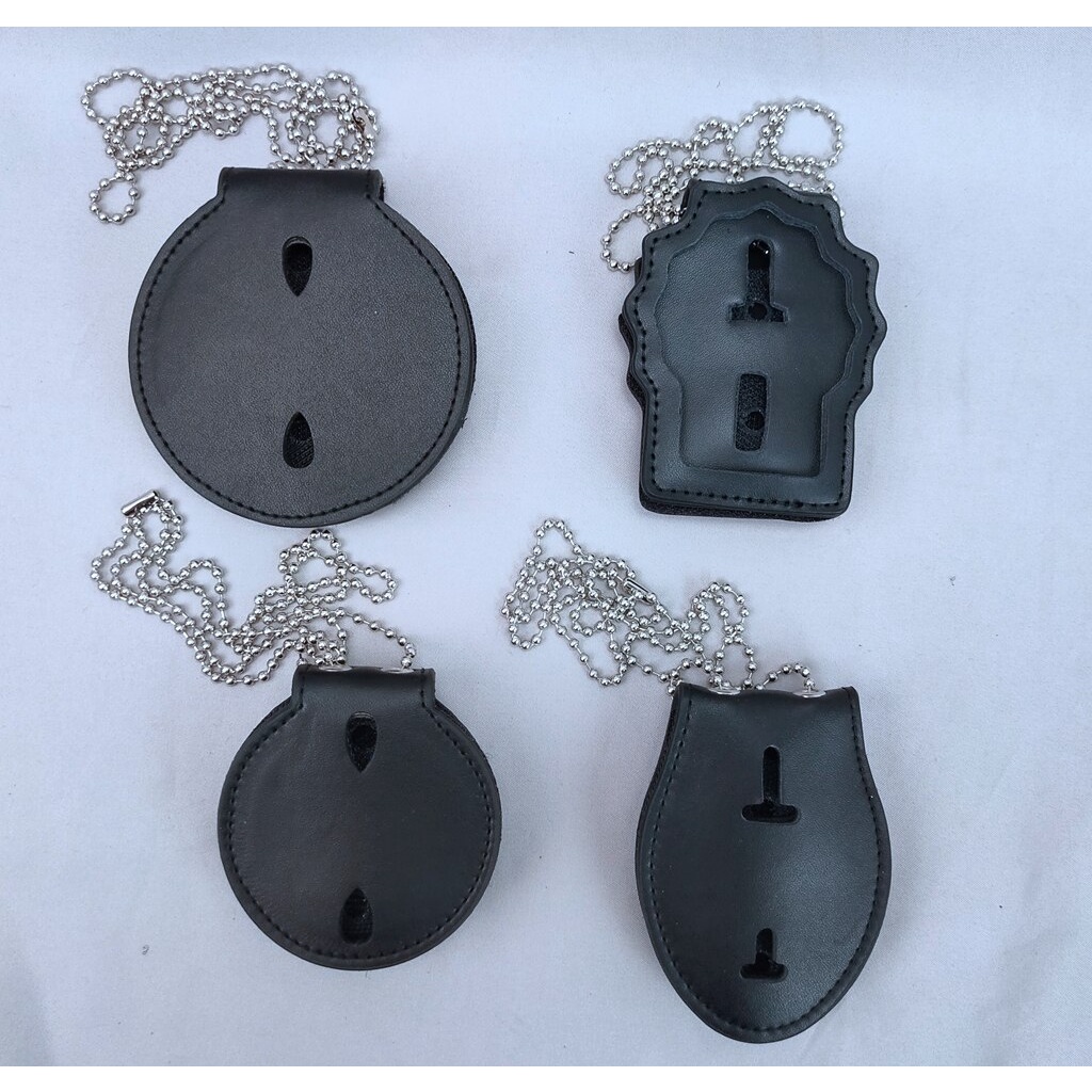 REPRODUCTION 4PCS Us Police Badge Round Holder Leather Belt Clip BLACK ...