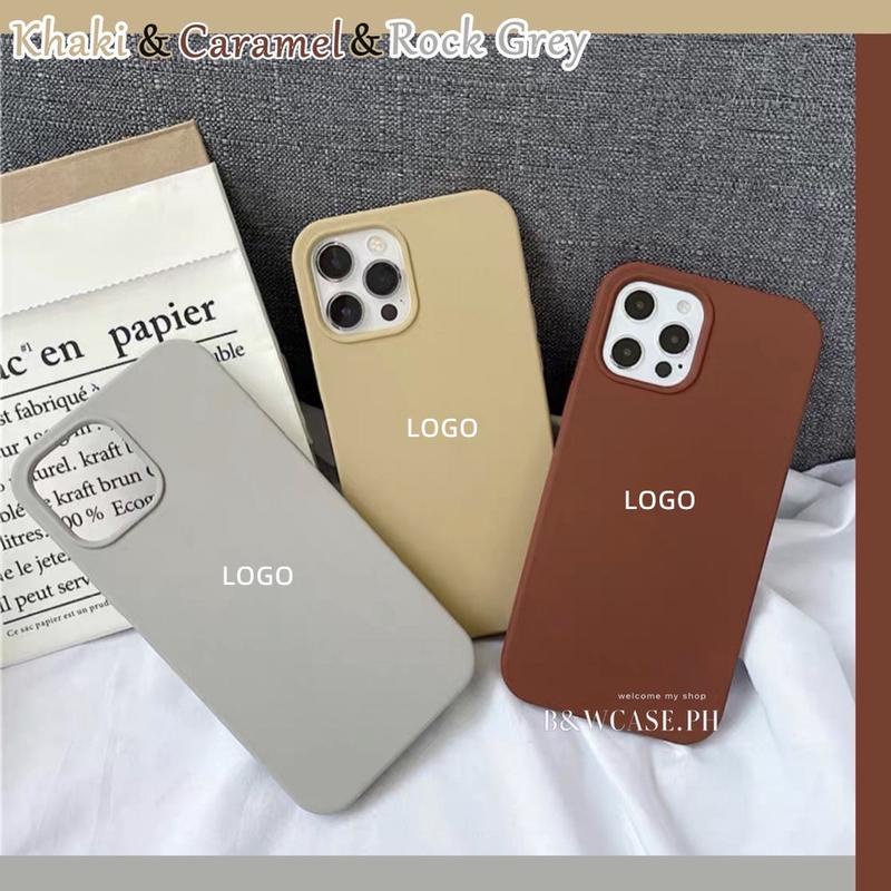 Warm color series Khaki Caramel Liquid Silicone protection Phone Case ...