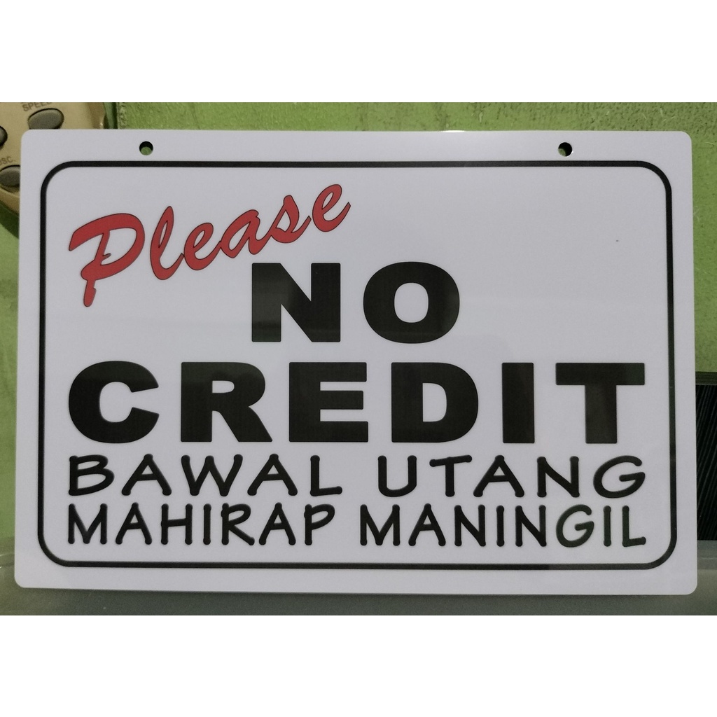 No credit ( Signage A4 size ) Laminated | Shopee Philippines