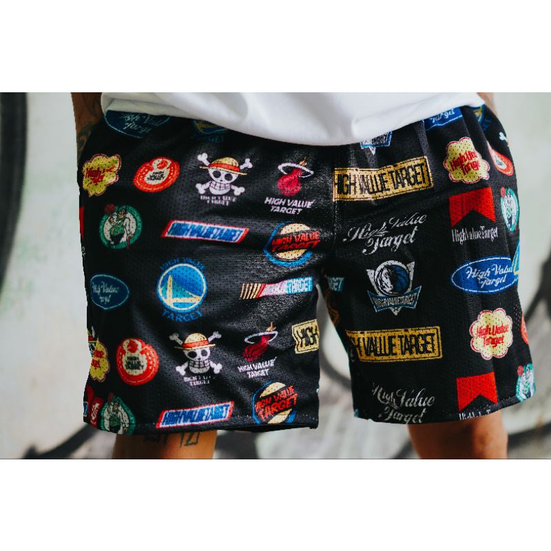 HIGH VALUE TARGET "HVT MIXED LOGOS" MESH SHORTS - BLACK | Shopee ...