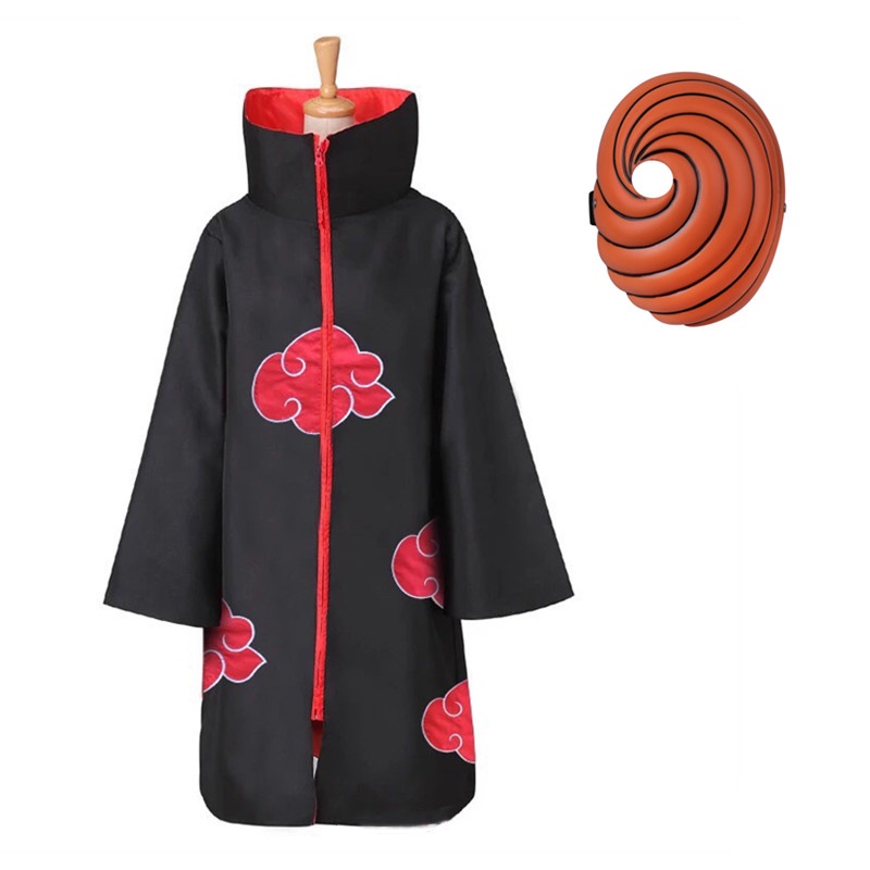 Anime Cosplay Naruto Cloak Mask Polyester Fiber Uchiha Tobi Obito Cape ...