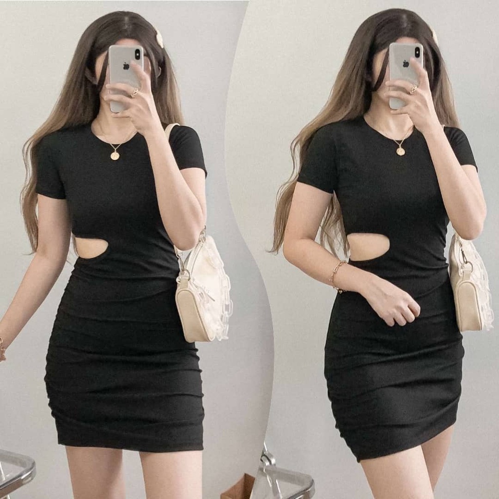KELLY Side Cutout Sexy Bodycon Mini Dress Ally.Collection | Shopee ...