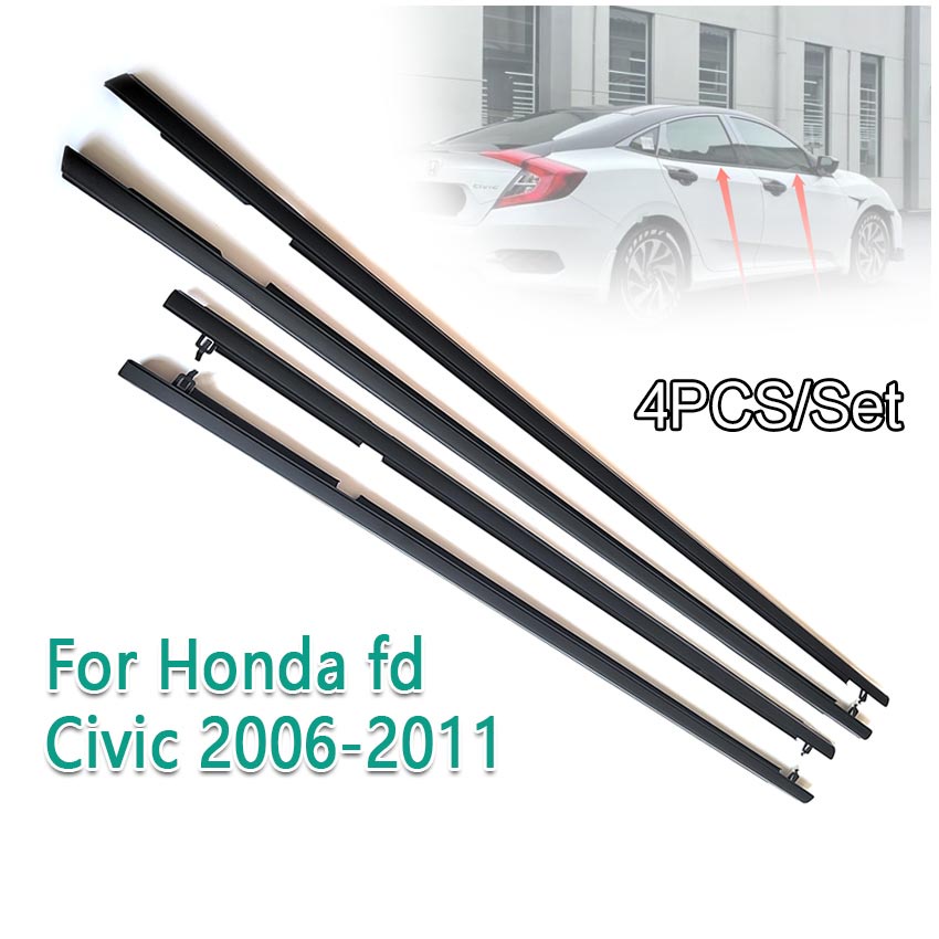 4Pc Car Window Moulding Weatherstrip Seal Belt Weather Strip Trim Black ...