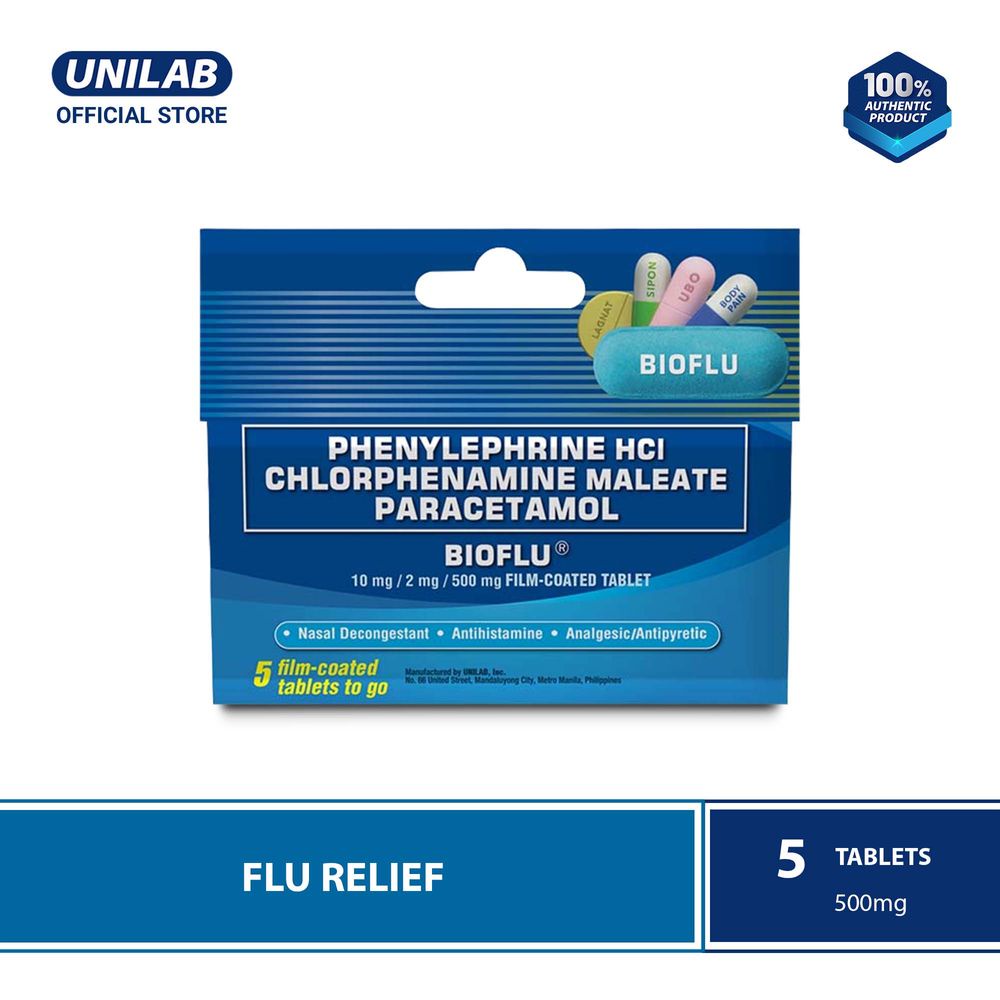 Unilab Bioflu 5 Tablets - Relief of Flu and other symptoms like Fever ...