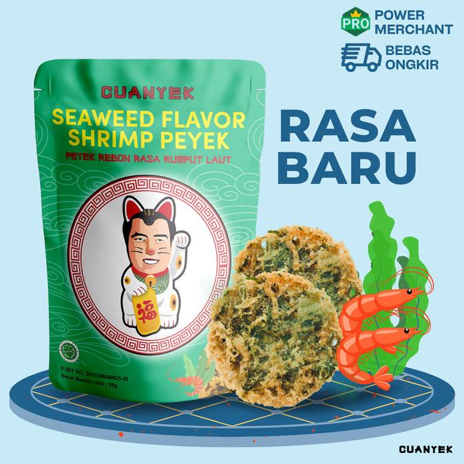 Cuan 01 Seaweed Peyek Shrimp Rebon (Contains 3 Bgks Net 85Gr Plus Extra ...
