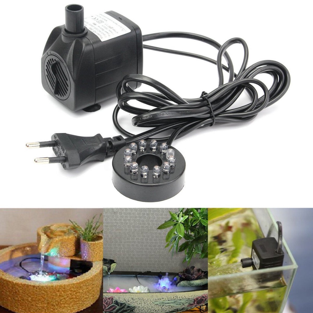 8W LED Light 600L/H Aquarium Submersible Water Pump KOI Fish Pond ...