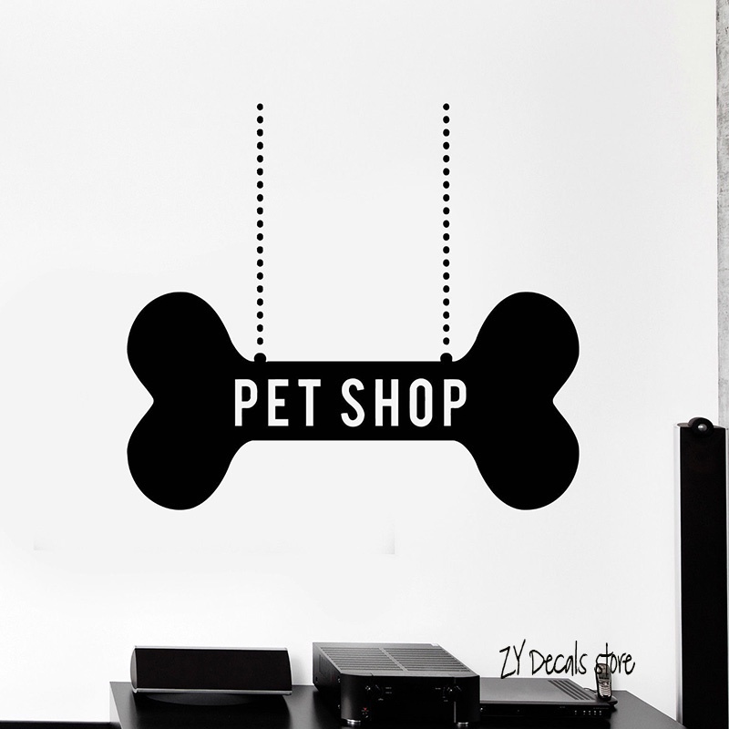 Pets Shop Wall Decals Dog Bone Art Window Stickers Mural For Dog House ...