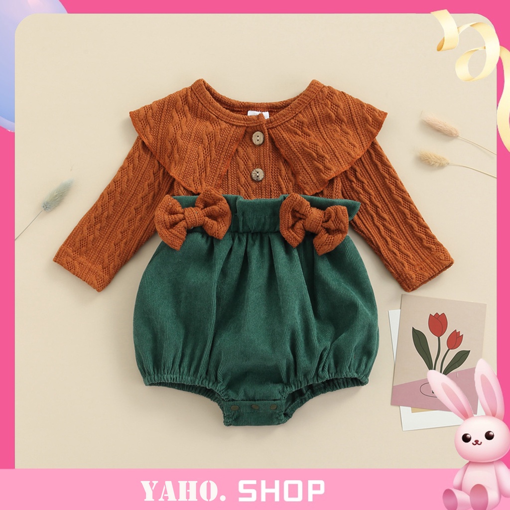 ZXT-Infant Baby Knitted Bowknot Jumpsuit Buttons One-Piece Clothes ...