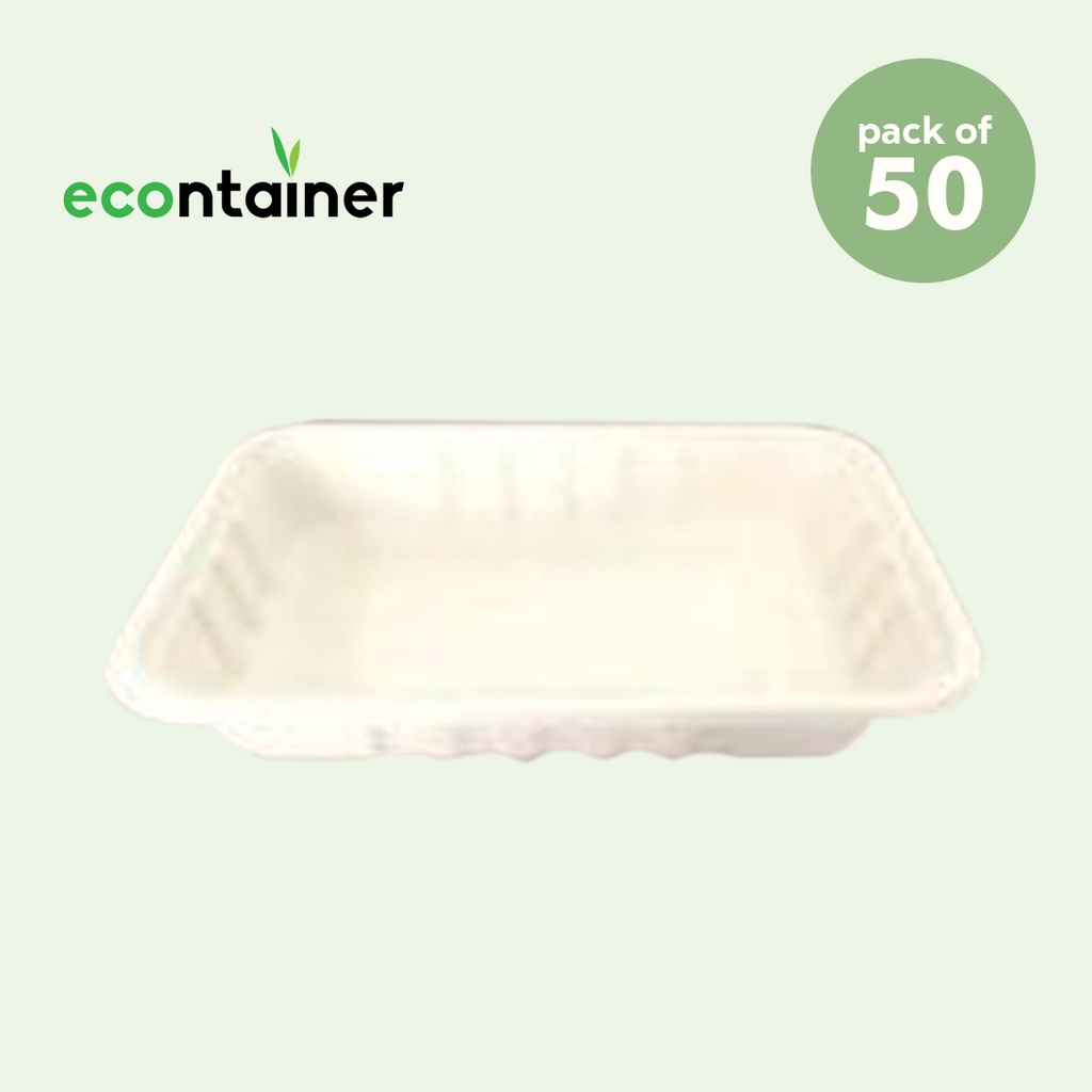 Econtainer T150 1500ml Sugarcane Bagasse Rectangular Tray [50pcs ...