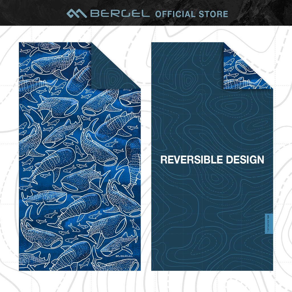 Bergel Butanding Microfibre Travel Towel Reversible Print Quick Drying ...