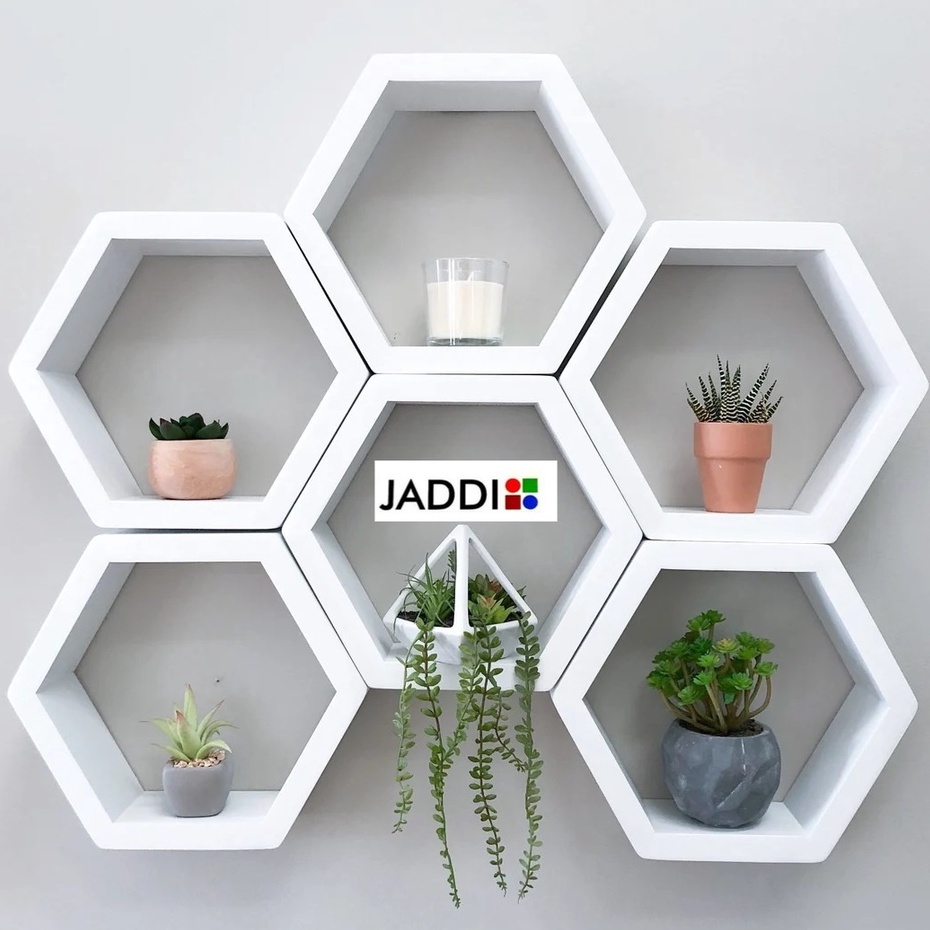 KAYU JADDI [code: H5C18D ] MINI Hexagonal Shelf 1 piece Hexagonal ...