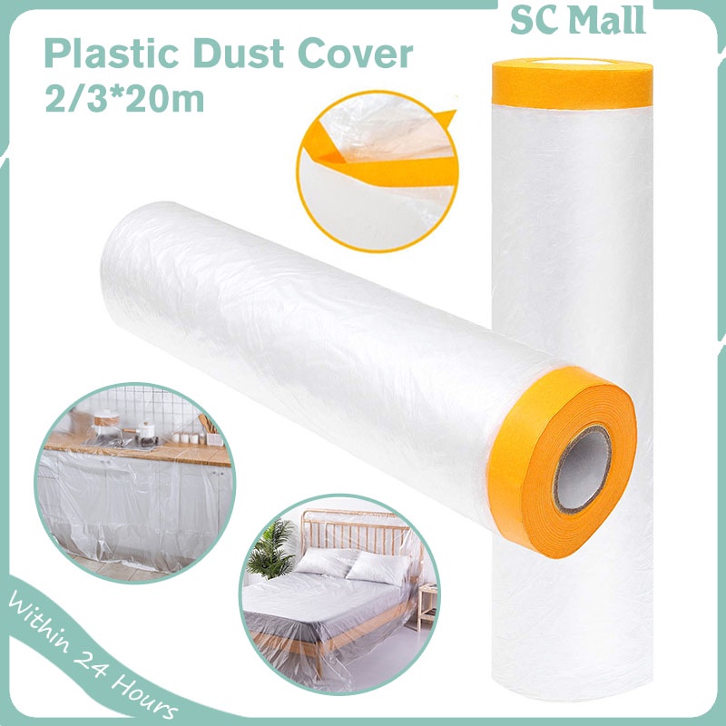 Dust Pre-Taped Masking Film 20m Plastic Dust Cover for Car Furniture ...