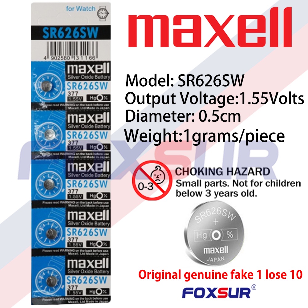 Maxell SR626 ORIGINAL Japan Made Original Battery 377 SR626SW Maxell ...