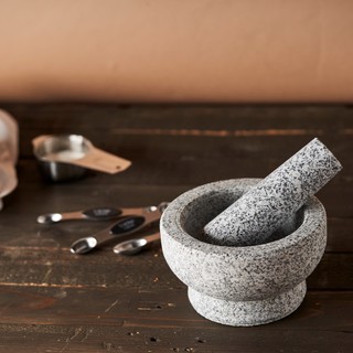 Famco Granite Mortar & Pestle, Durable Stone, Manual Grinder, Rustic ...