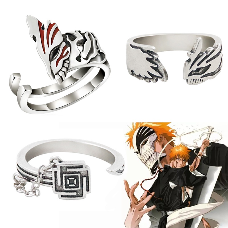 Anime BLEACH Ring Kurosaki Ichigo Metal Adjustable Couple Rings Cosplay ...
