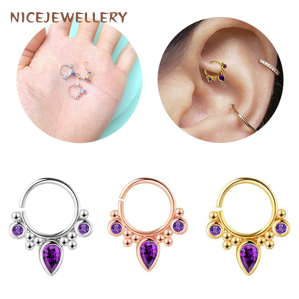 1 PC Stainless Steel Nostril Piercings Rhinestone Septum Rings 20G ...