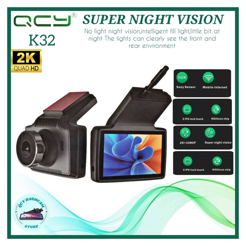 ORIGINAL QCY K32 2K+1080P Dash Camera with Wifi / G-sensor and Loop ...