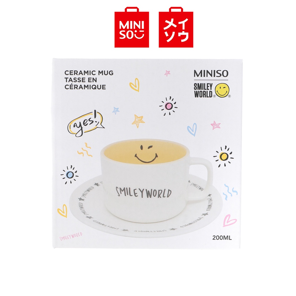 MINISO Smiley World Series Ceramic Cup and Coaster/Ceramic mug 2pcs ...