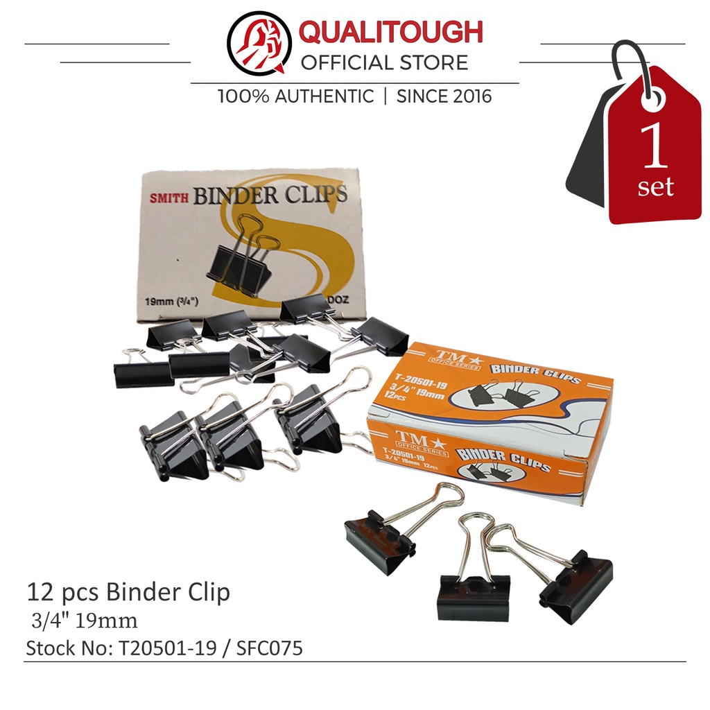 1 box of 12 pcs Binder Foldback Clip 3/4" 19mm 1" 25mm 1-1/4" 32mm 1-5/ ...