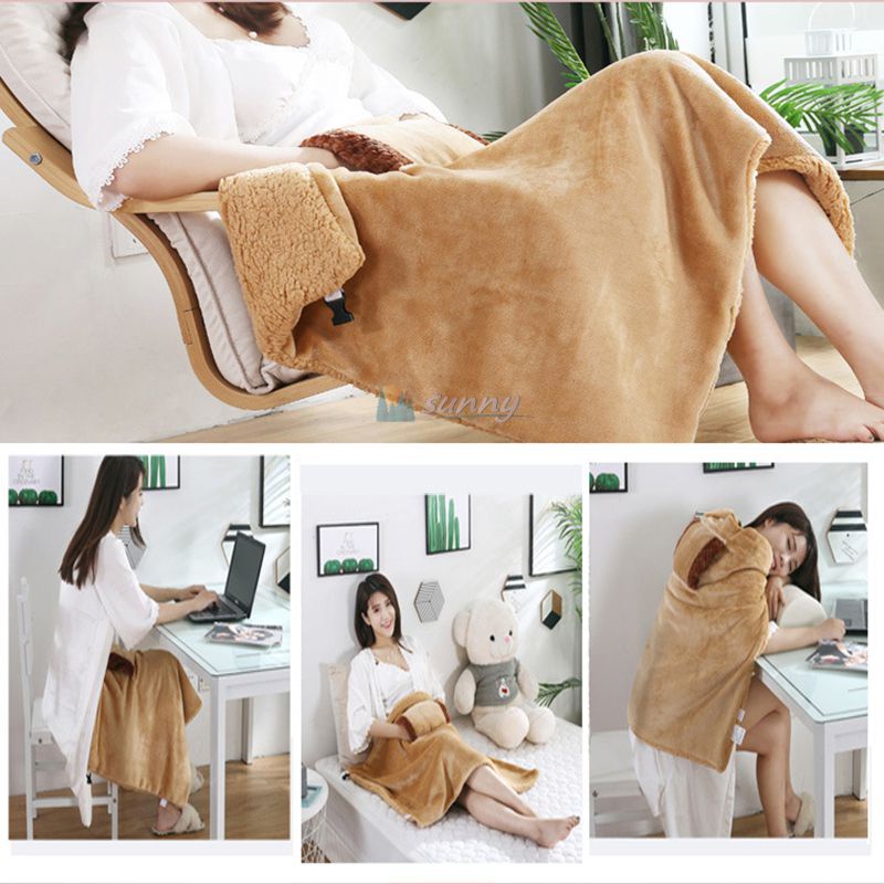 USB 5V Electric Blanket Soft Thicker Heater Flannel Lamb Heating ...