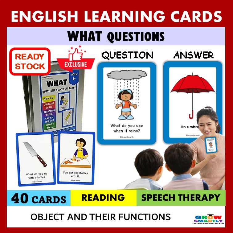 What WH Question English Flash Card For Kids Object Function Speech ...