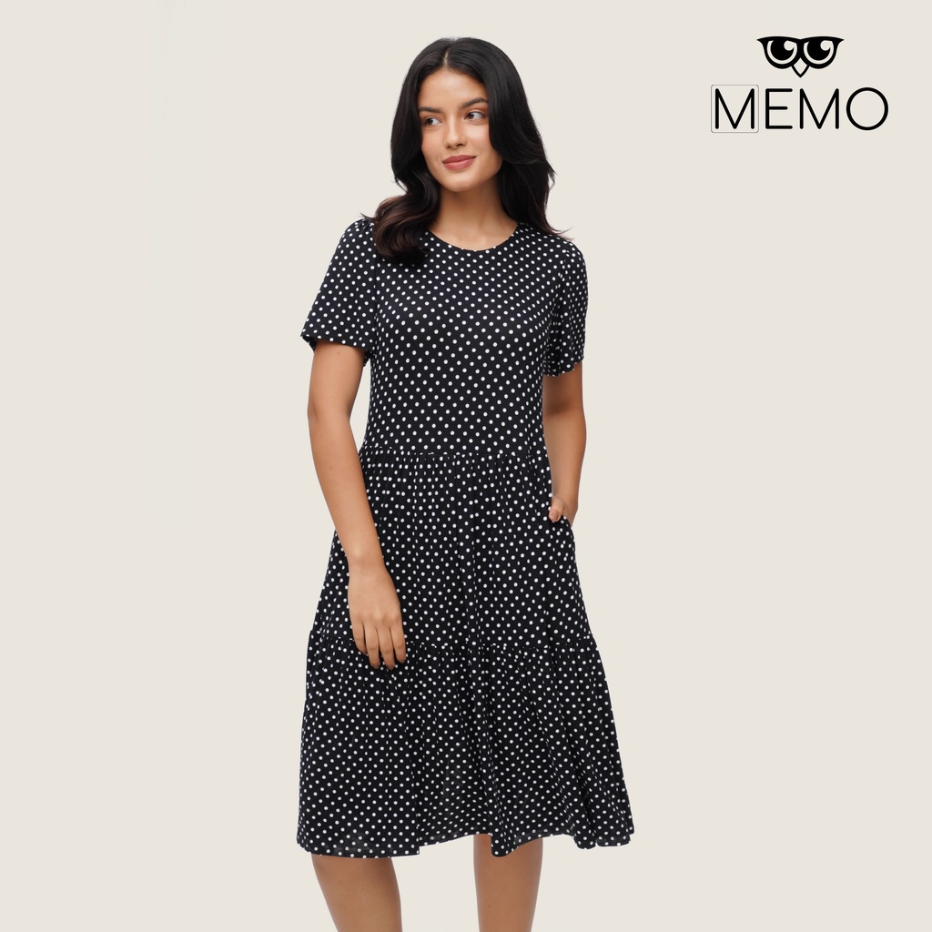 Memo Tiered Dress For Women (Black) | Shopee Philippines