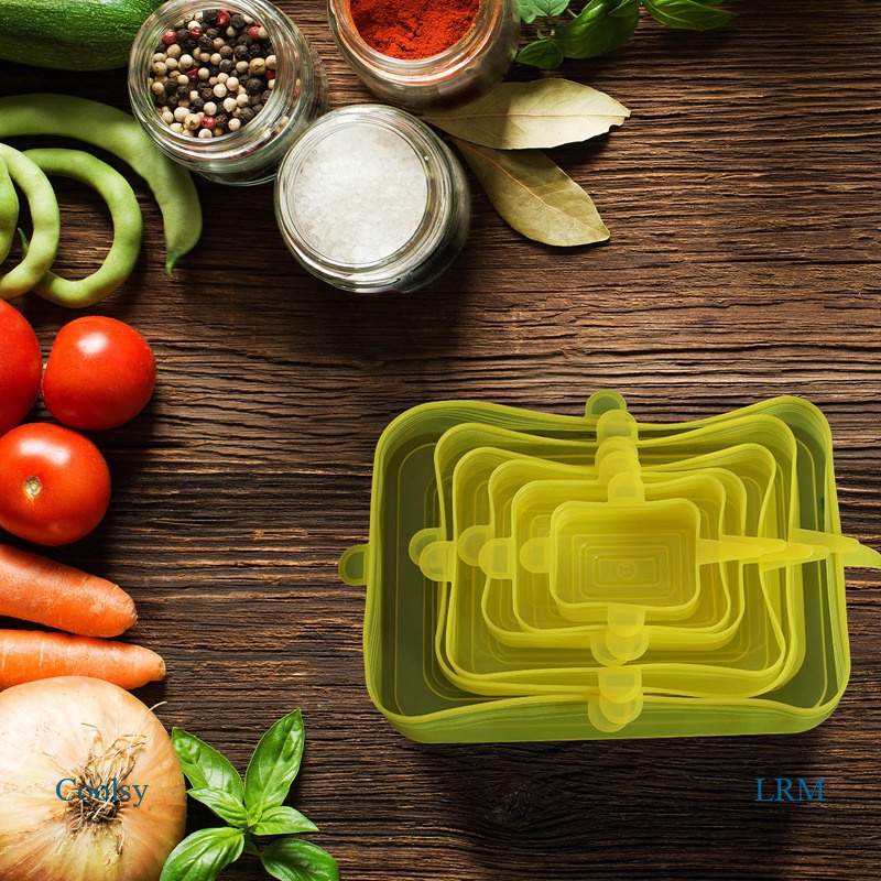 COOLSY Square Silicone Cover Stretch Lids Reusable Airtight Food Wrap Covers Keeping Fresh Seal ...