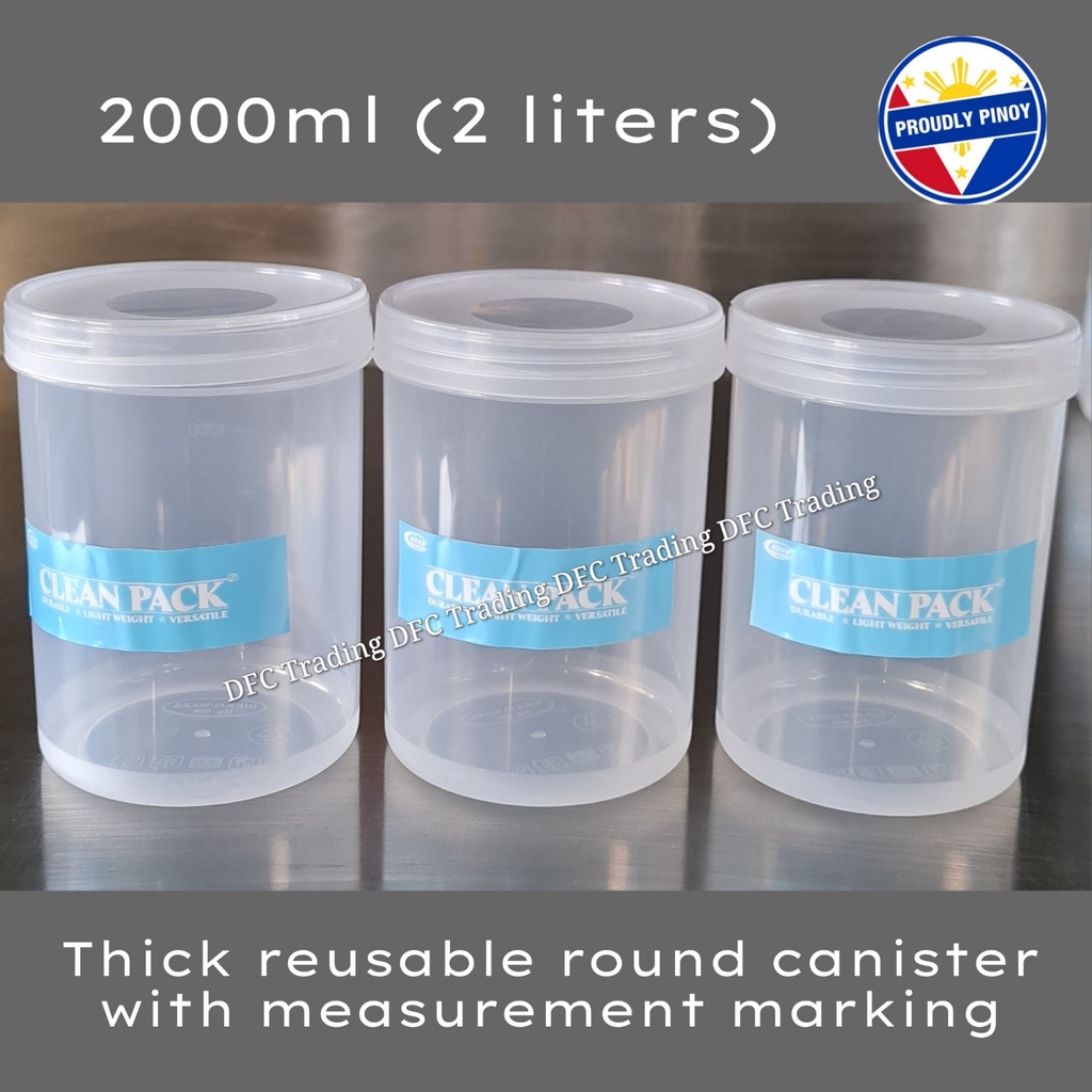 3 PCS 2000 ML/2 LITERS DURABLE ROUND CYLINDRICAL FOOD KEEPER JAR CONTAINER CANISTER JAR BOTTLE ...