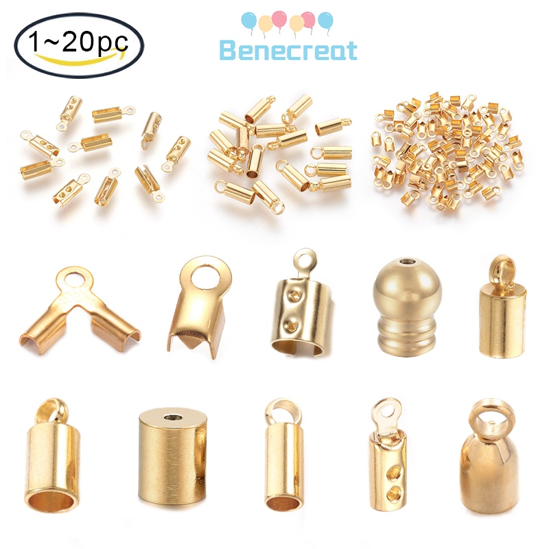 1pc to 20pc 304 Stainless Steel Folding Crimp Ends Gold Plated | Shopee ...