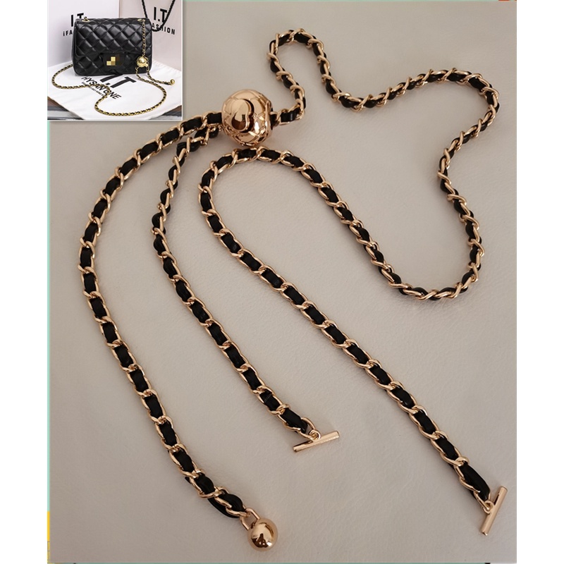 Bag Chain Strap Small Golden Ball String Leather Backpack T-Buckle ...