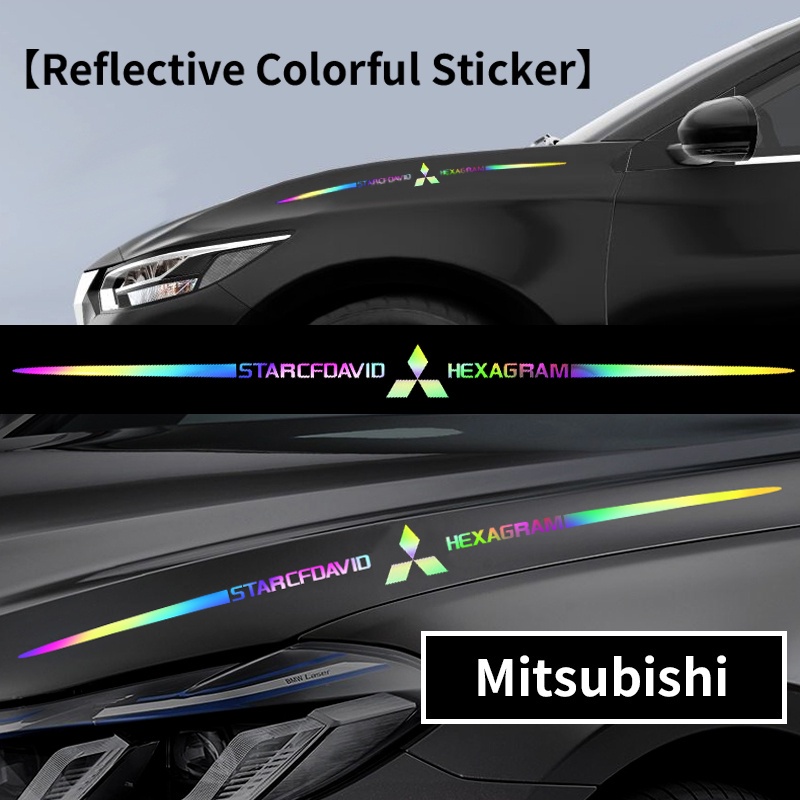 1/2pcs Laser Reflective Mitsubishi Logo Sticker Colorful For Mitsubishi ...