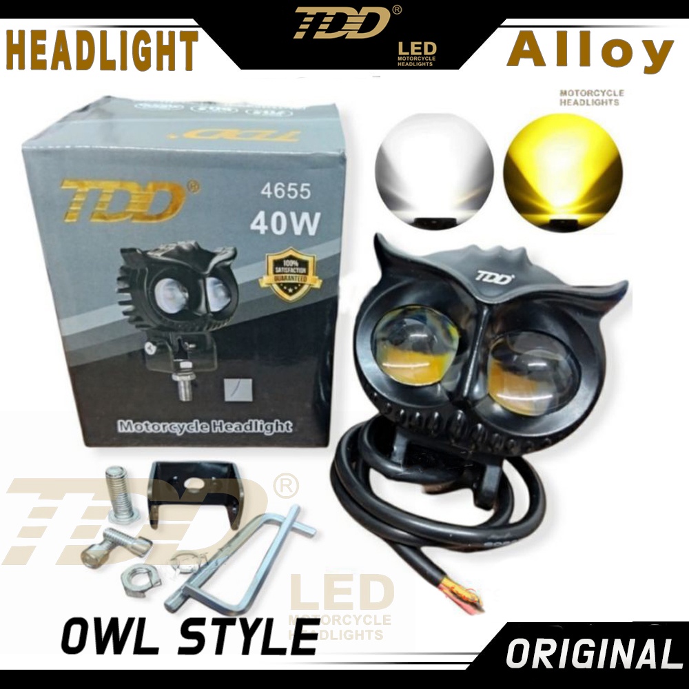 TDD Original 40w Owl Style Headlight 3 Mode light yellow/white Alloy ...