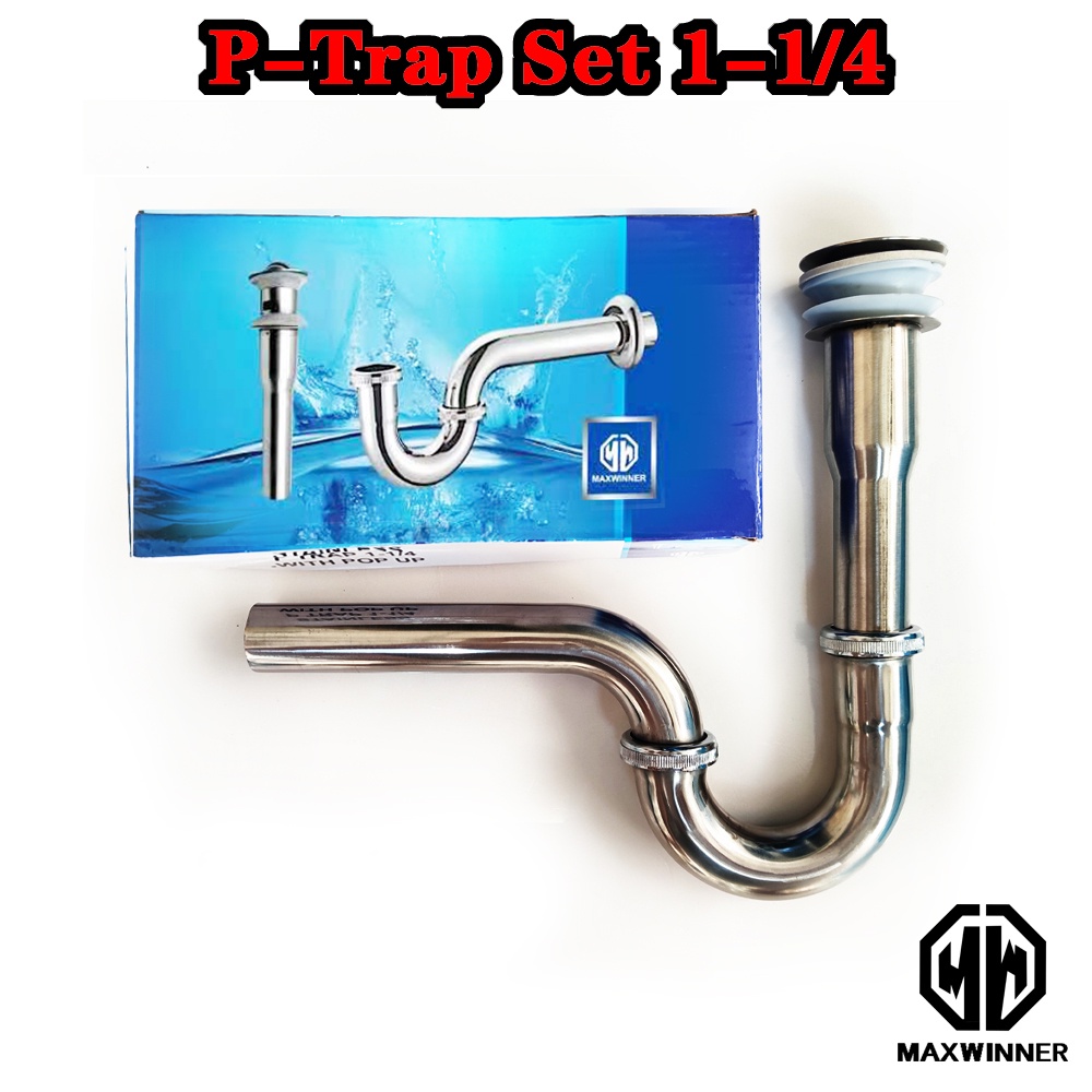 MAXWINNER Lavatory P-Trap Set With Flip UP 1 1/4 Stainless For Lavatory ...