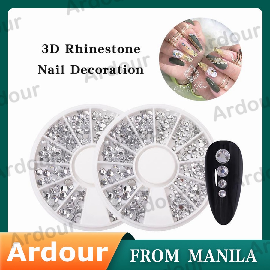 400PCS Silver Round Rhinestones 1.2mm/2mm/3mm/4mm For Acrylic UV Gel ...