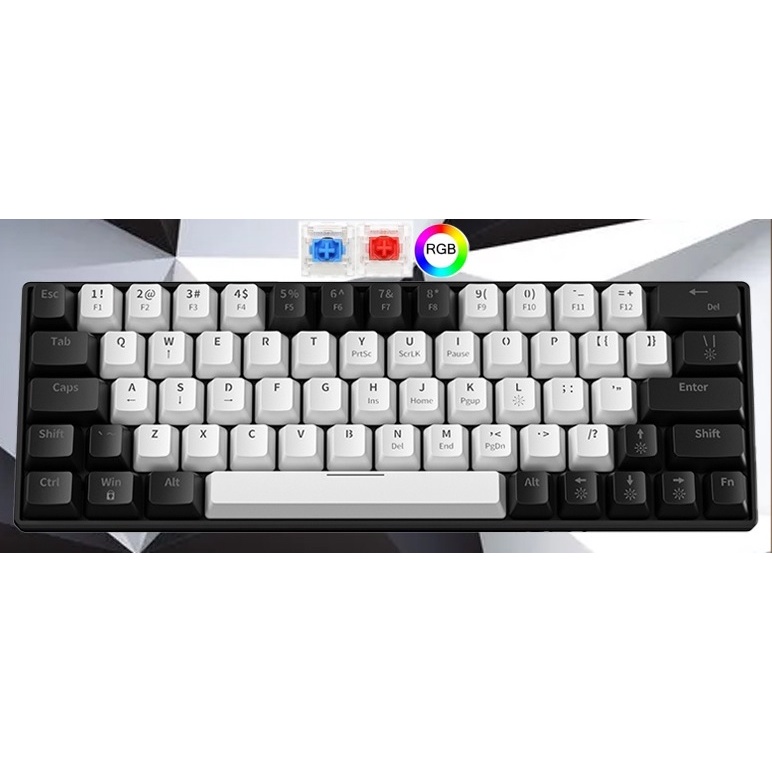 RGB Hotswappable Mechanical Keyboard 64 Keys Backlit Switch Gaming ...