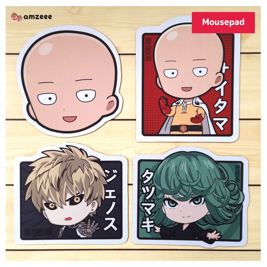 One Punch Man Mousepad - Chibi One-Punch Man Saitama Genos Tatsumaki ...