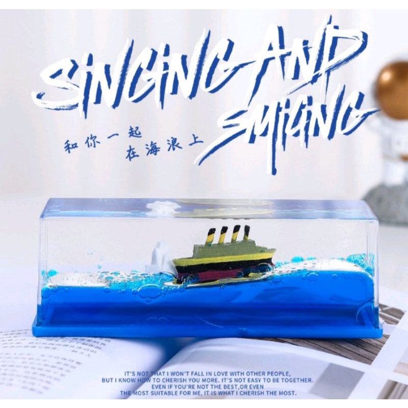 Miniature Ship In Acrylic Cruise Ship Liquid Hourglass Bottle Living ...