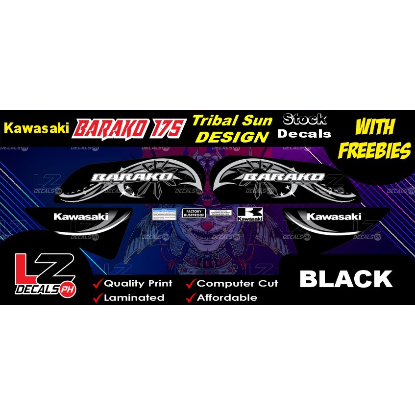 Kawasaki Barako 175 (Tribal Sun Design) Stock Decals / Stickers with ...