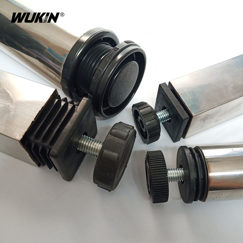 4Pcs M6 M8 M10 Plastic Black Round/Square Adjustable Foot Mats With Nuts Pipe Plug Furniture ...