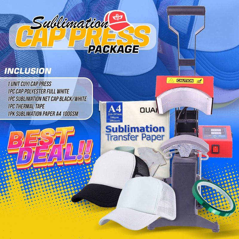 (Promo Package) CUYI Cap Press Machine + Net Cap + Sun Visor ...
