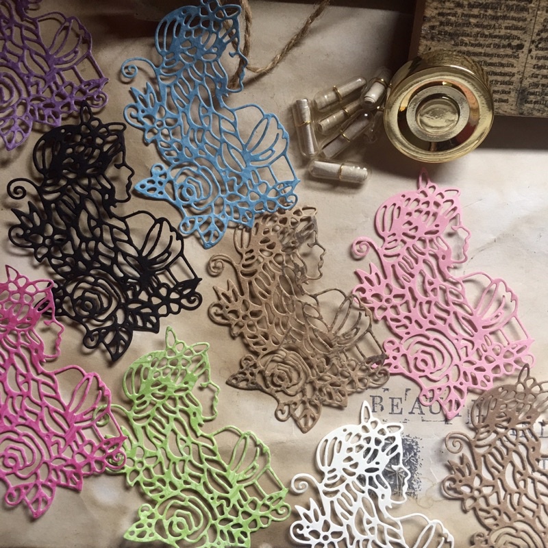 KARTEEB flower lady pattern paper diecuts for journaling, rare diecut ...