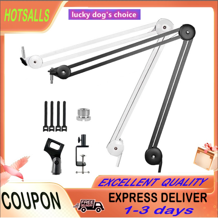 Adjustable Microphone Suspension Boom Scissor Arm Stand, Compact Mic ...