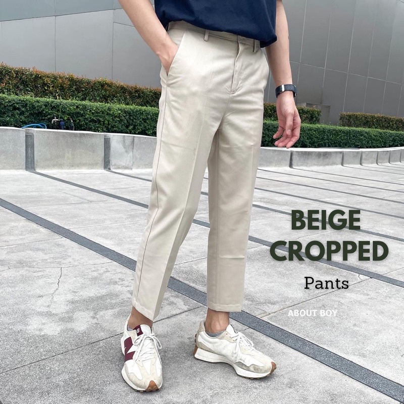 About Boy Men's Slacks Cream Color Nine-Leg Pants | Shopee Philippines