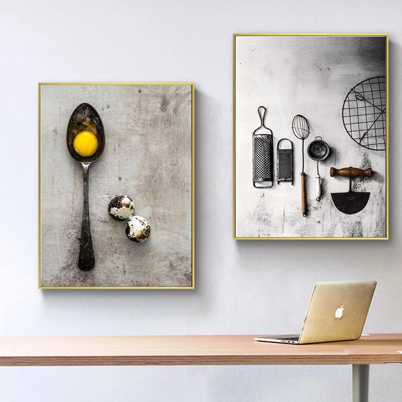 Still Life Vintage Style Dark Color Kitchen Utensils Posters Spoon Wall ...