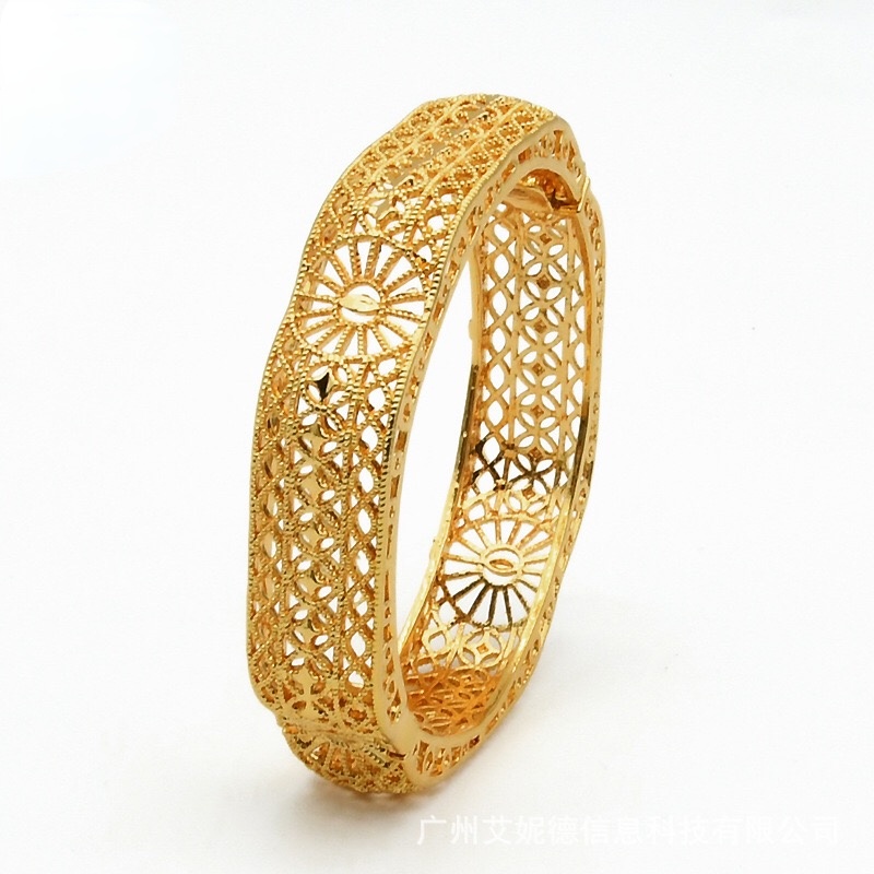 African Gold Color Bangles For Women Indian Middle Eastern Nigerian ...