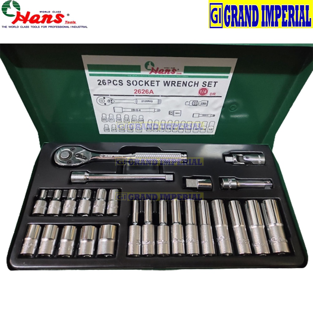 Hans 26PCS Socket Wrench Set 1/4" Drive 2626A Inches Grand Imperial ...