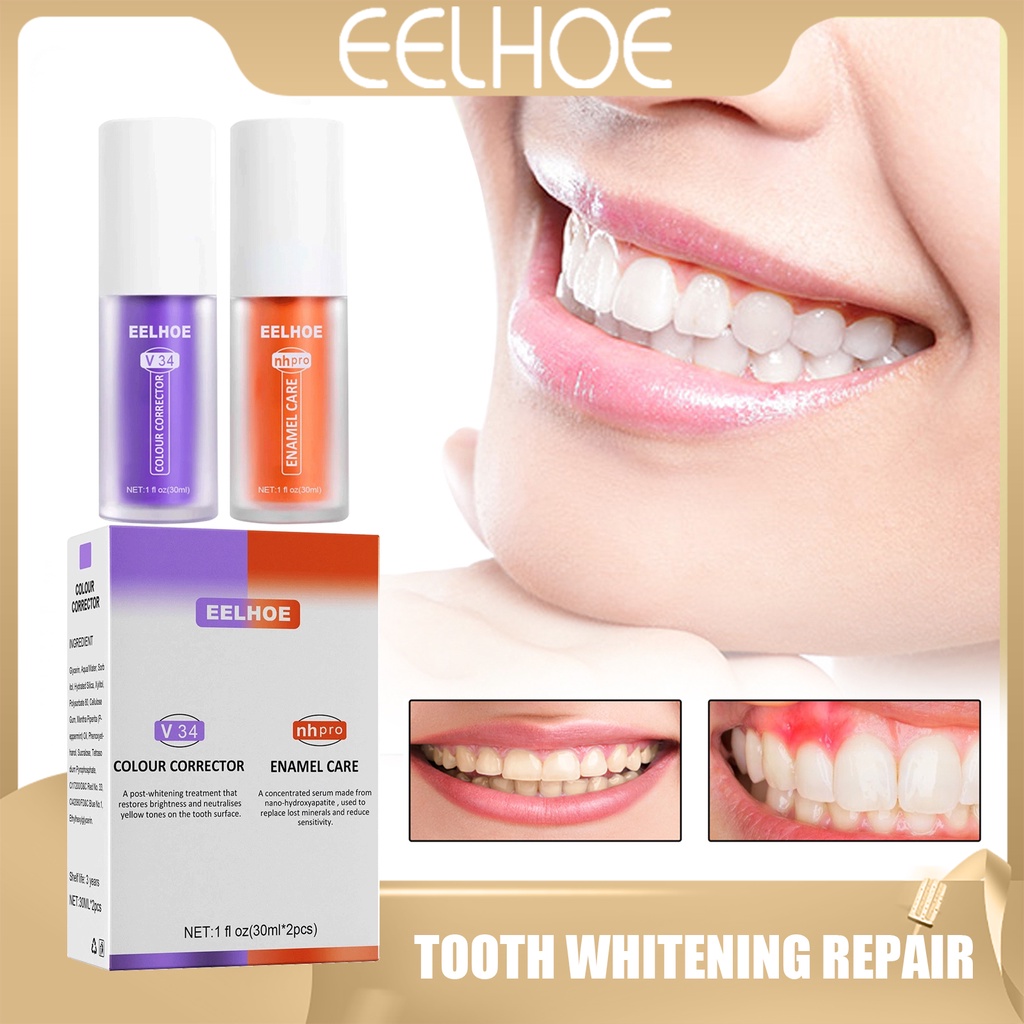EELHOE V34 Color Corrector Toothpaste Purple Tooth Whitening Repair ...