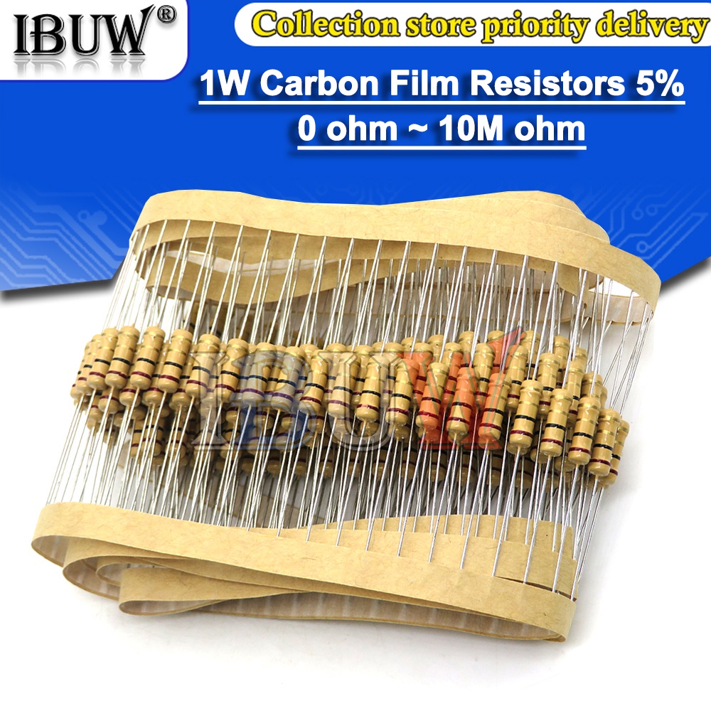 20pcs 1W Carbon Film Resistors 5% 3.9K ~ 430K 3.9K 4.7K 10K 47K 75K ...
