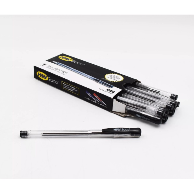 HBW 9801/2000 Ball Point Pen Black Ballpen for School Office Supplies ...